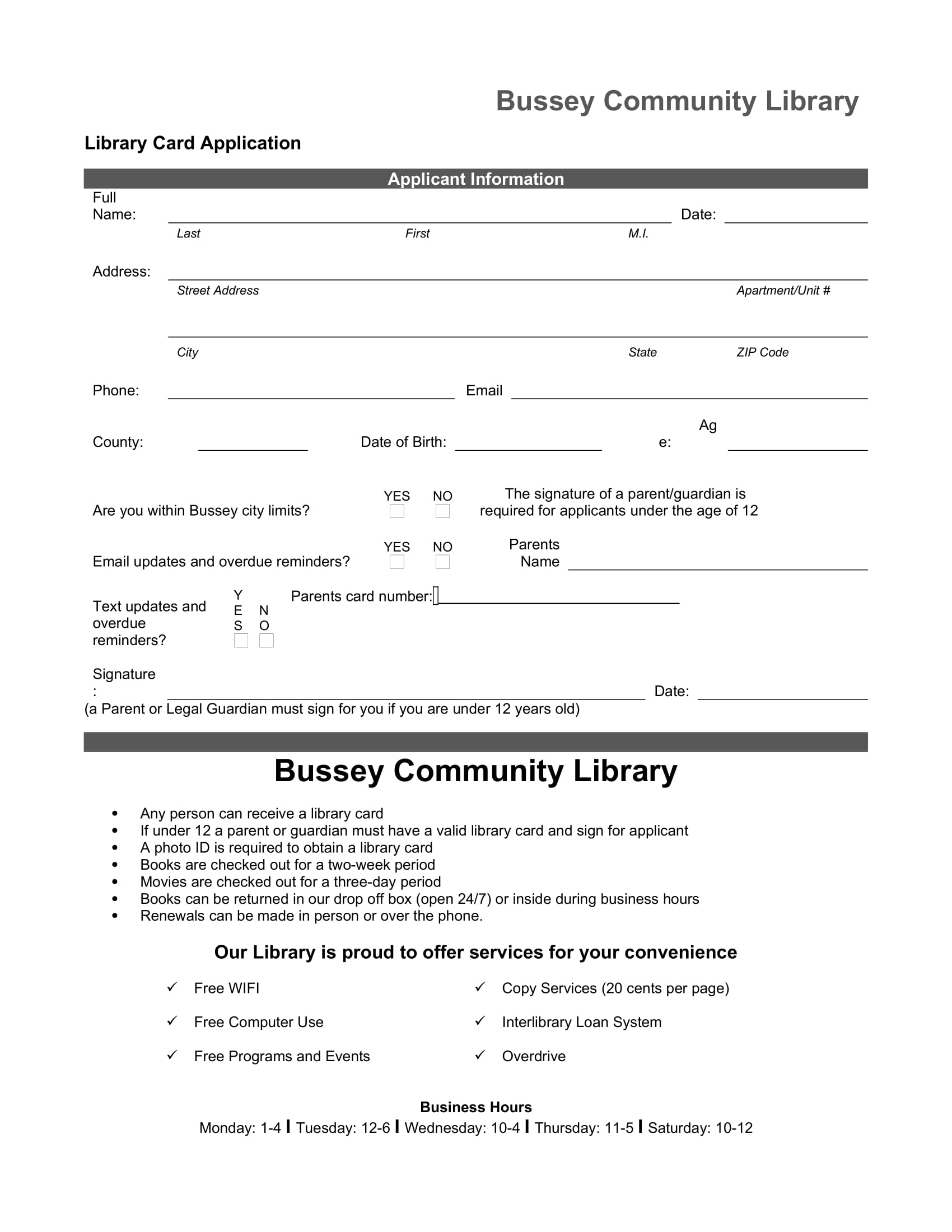 Library Card Bussey Community Library